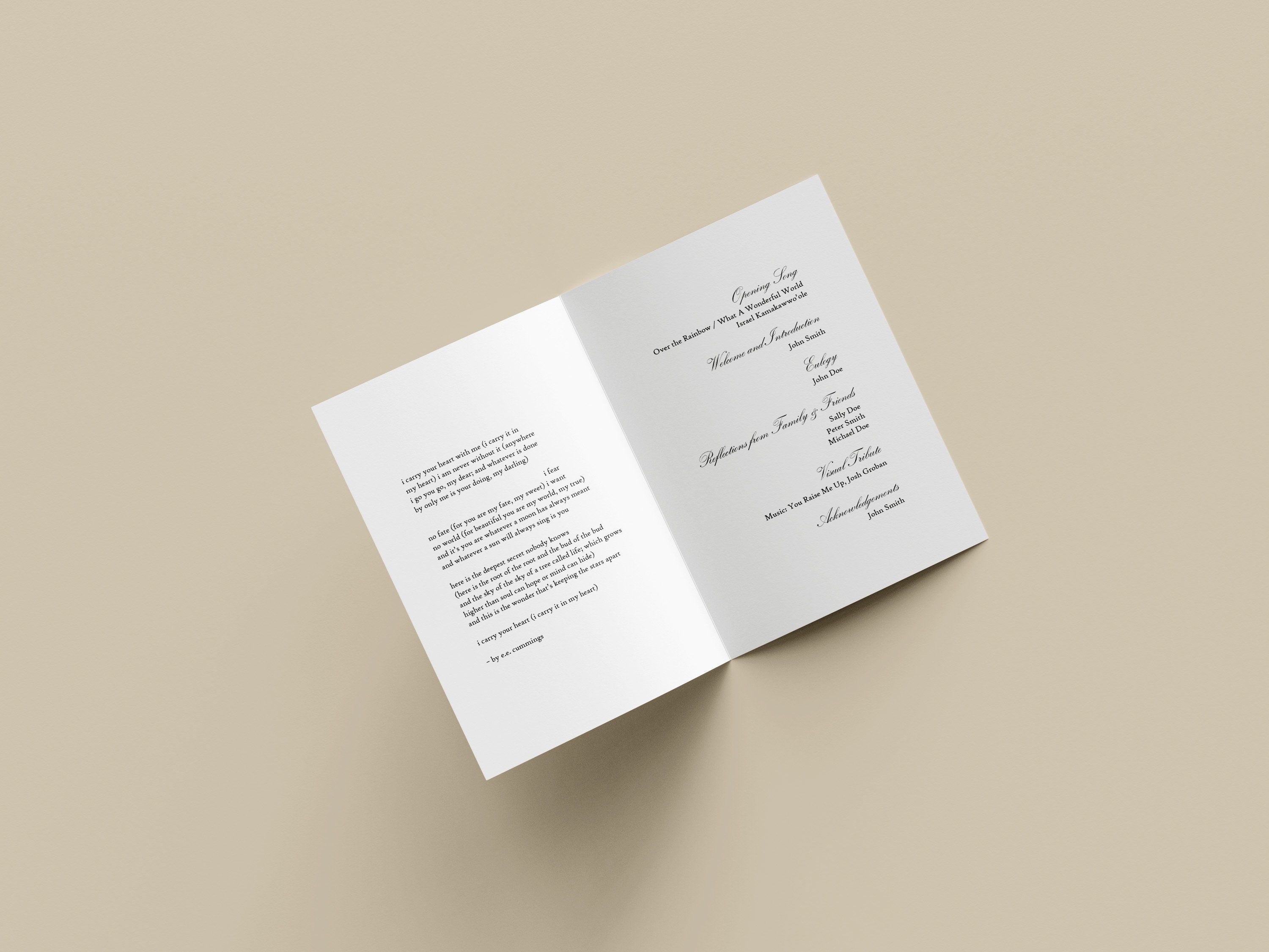Funeral Program Microsoft Word Template – Simple DIY Printable Memorial ...