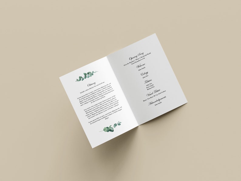 Funeral Program Microsoft Word Template – Simple DIY Printable Memorial ...