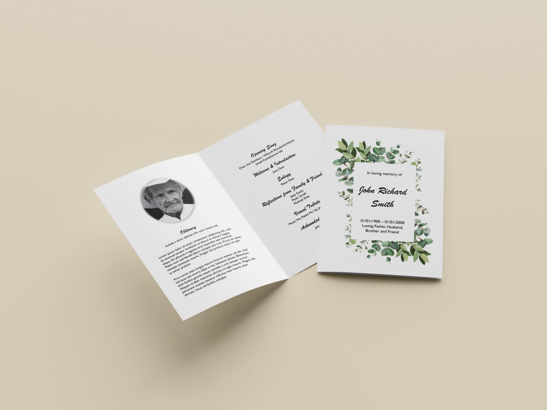 Funeral Program Microsoft Word Template – Simple DIY Printable Memorial ...