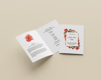 Funeral Program Microsoft Word Template Simple DIY Printable Memorial ...