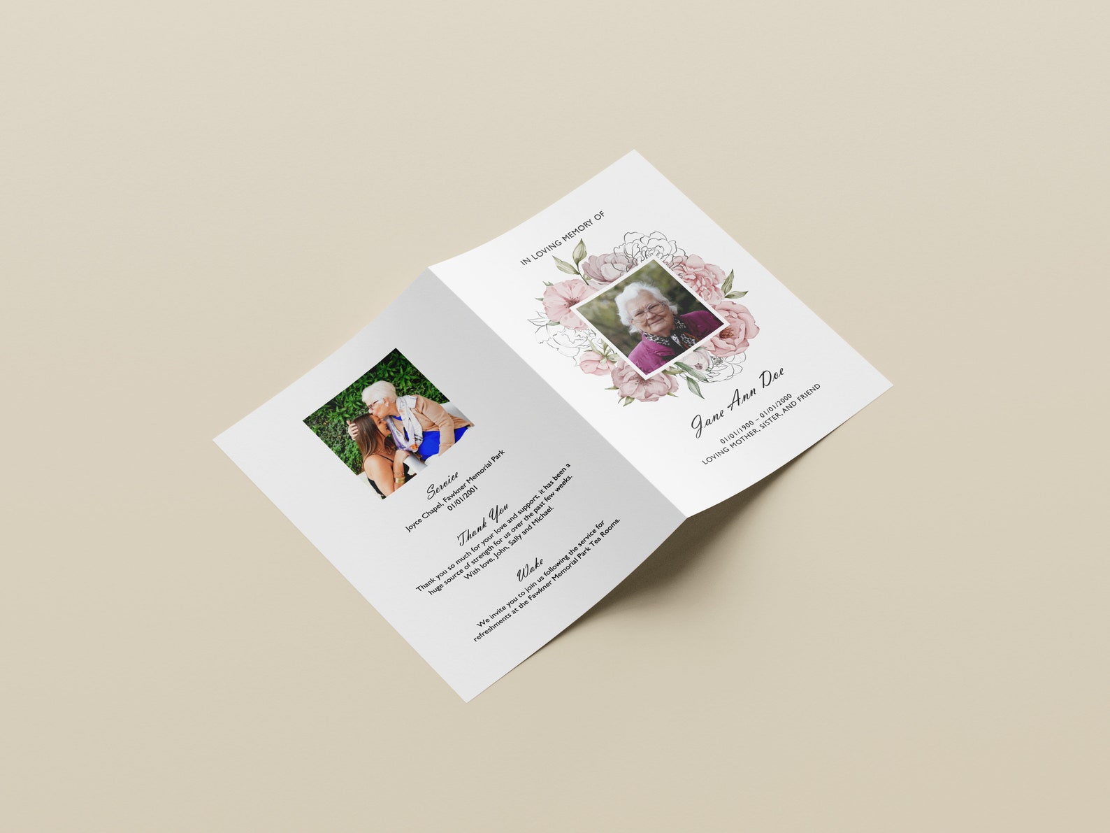 Funeral Program Microsoft Word Template – Simple DIY Printable Memorial ...