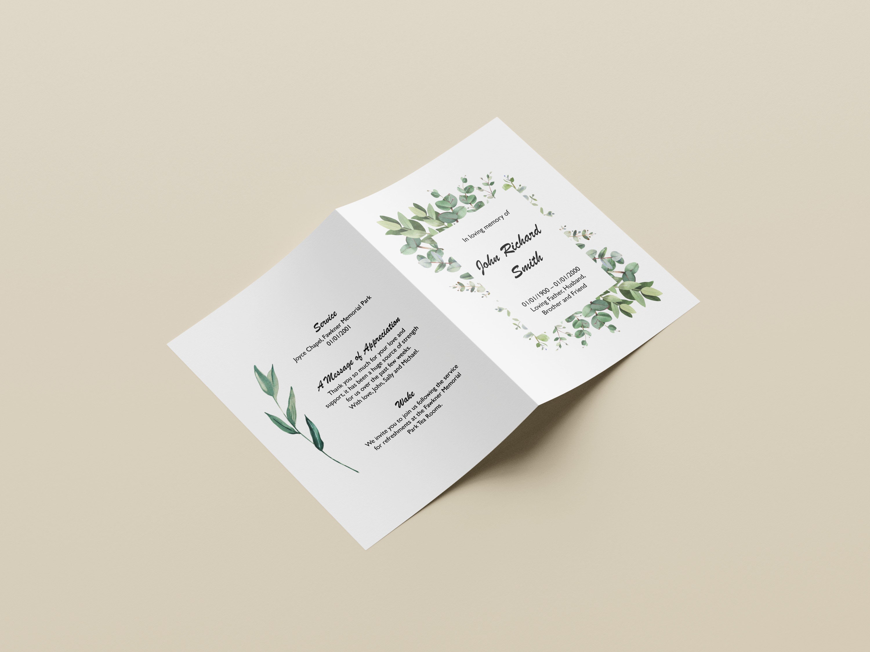 Funeral Program Microsoft Word Template – Simple DIY Printable Memorial ...