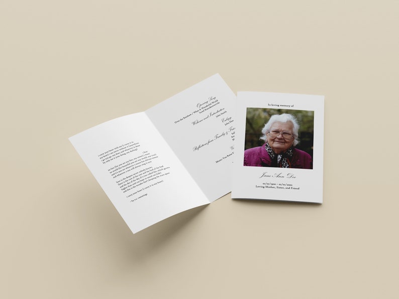 Funeral Program Microsoft Word Template – Simple DIY Printable Memorial ...