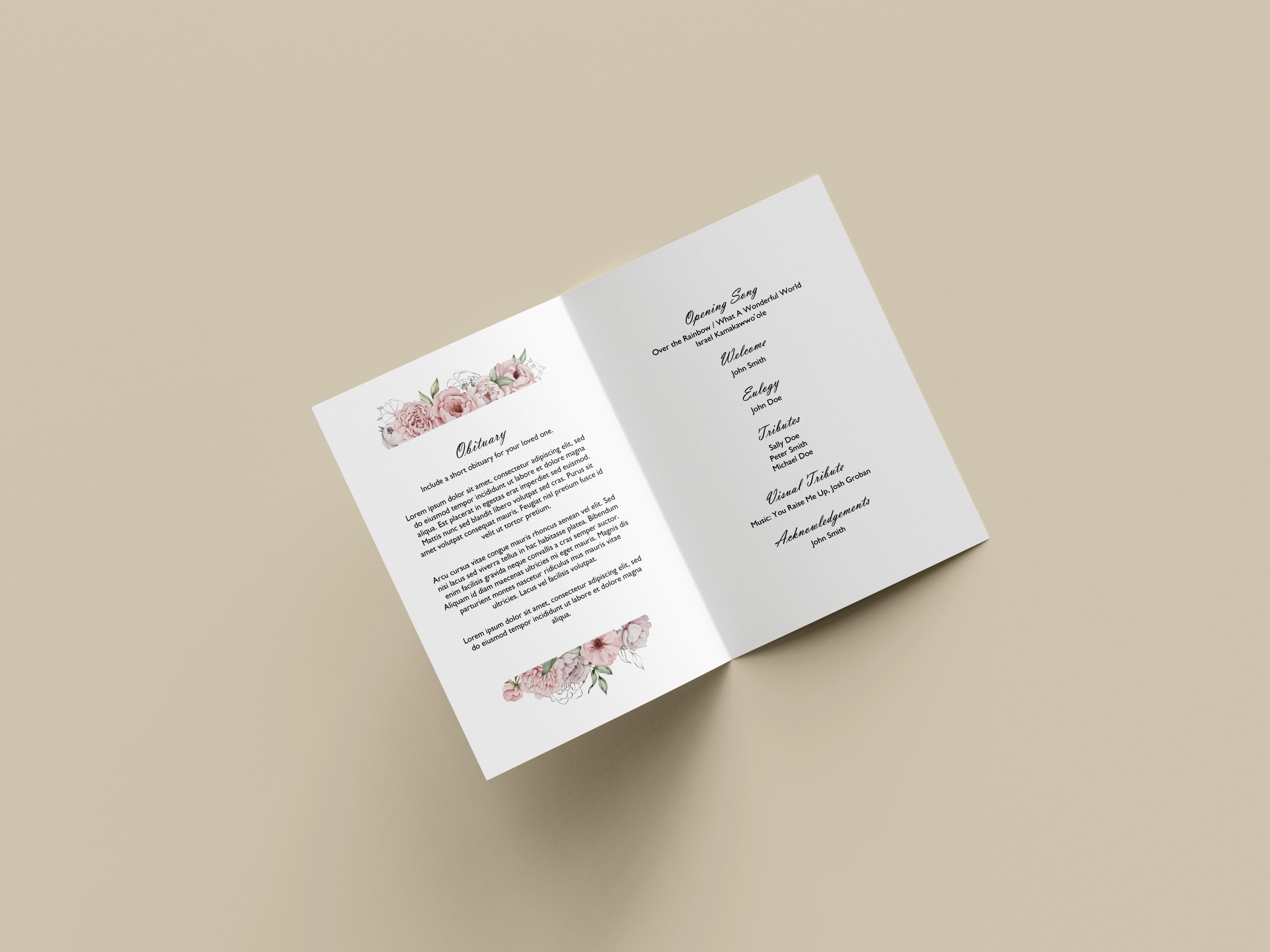 Funeral Program Microsoft Word Template – Simple DIY Printable Memorial ...