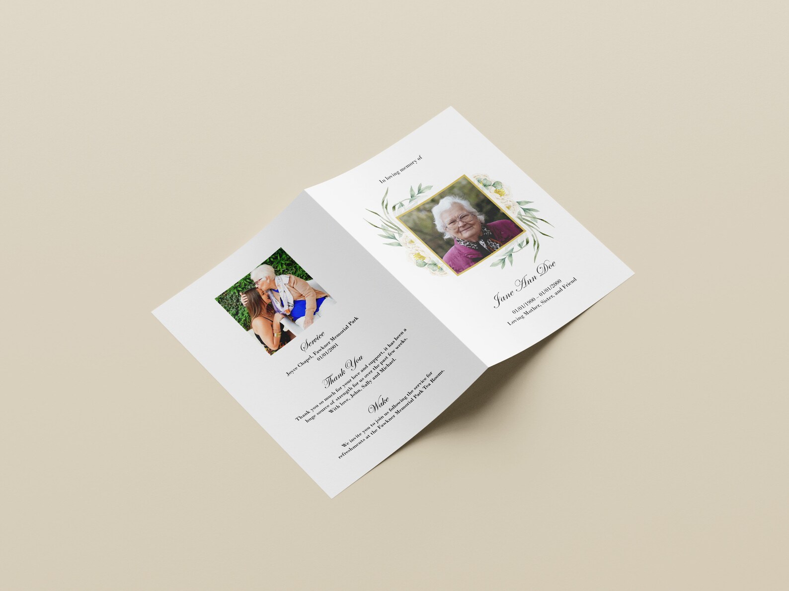 Funeral Program Microsoft Word Template – Simple DIY Printable Memorial ...