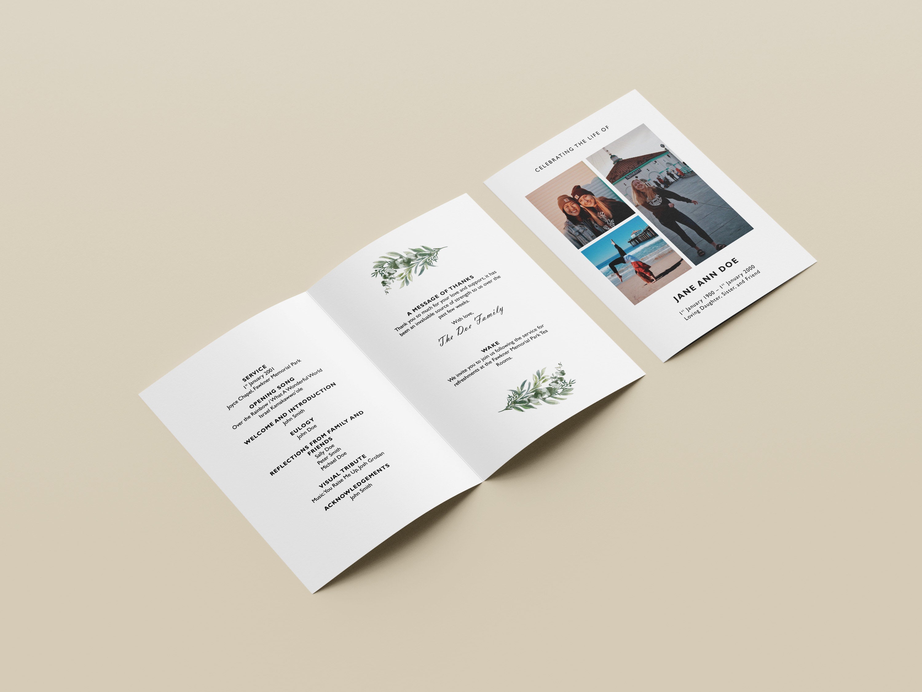 Funeral Program Microsoft Word Template – Simple DIY Printable Memorial ...