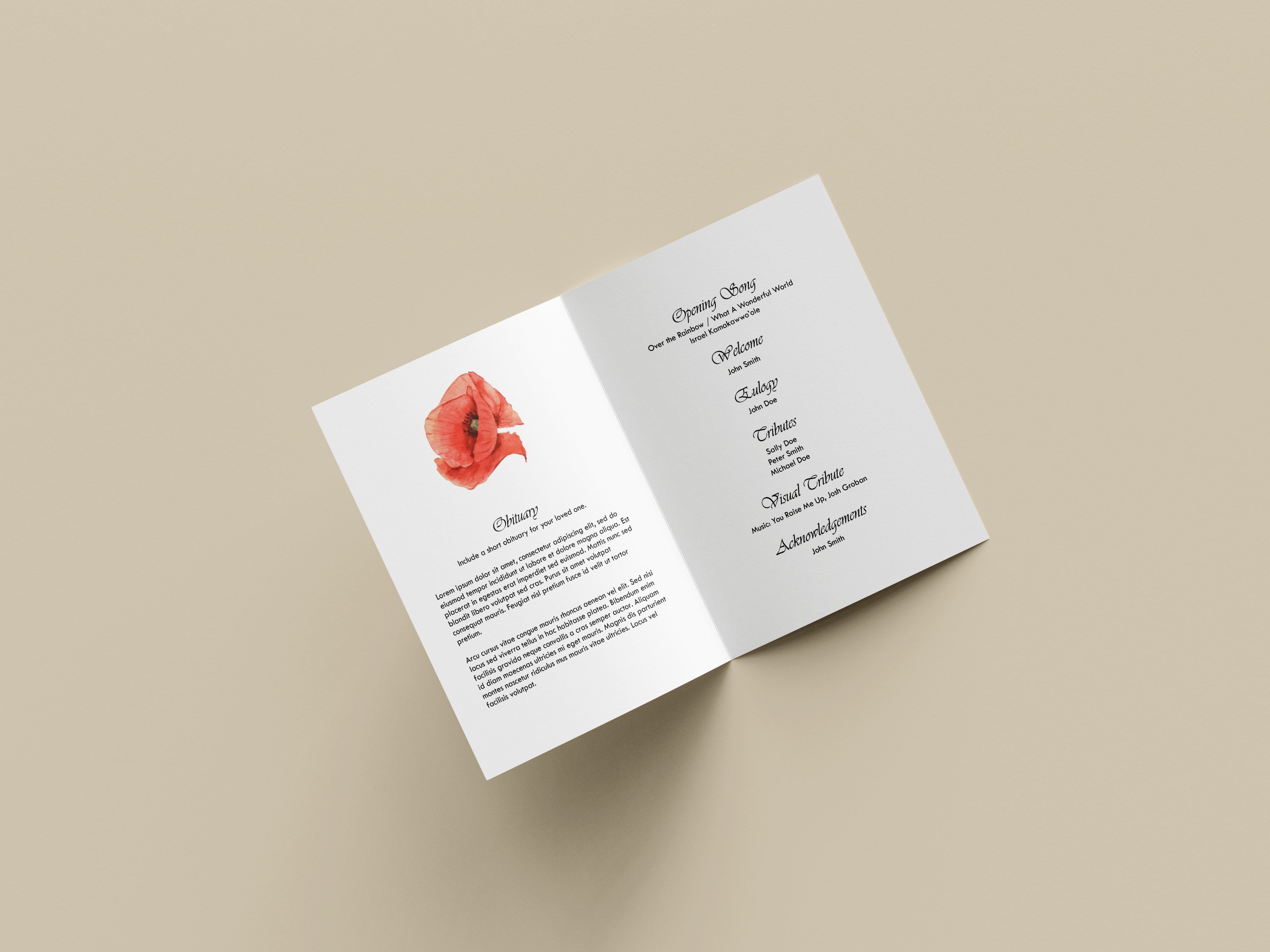 Funeral Program Microsoft Word Template – Simple DIY Printable Memorial ...
