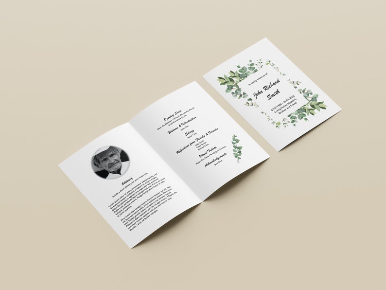 Funeral Program Microsoft Word Template – Simple DIY Printable Memorial ...