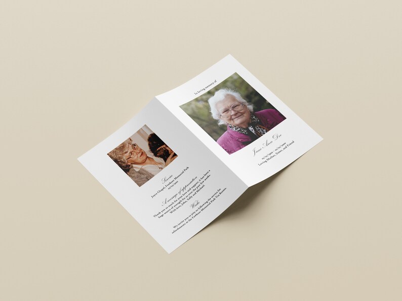 Funeral Program Microsoft Word Template – Simple DIY Printable Memorial ...