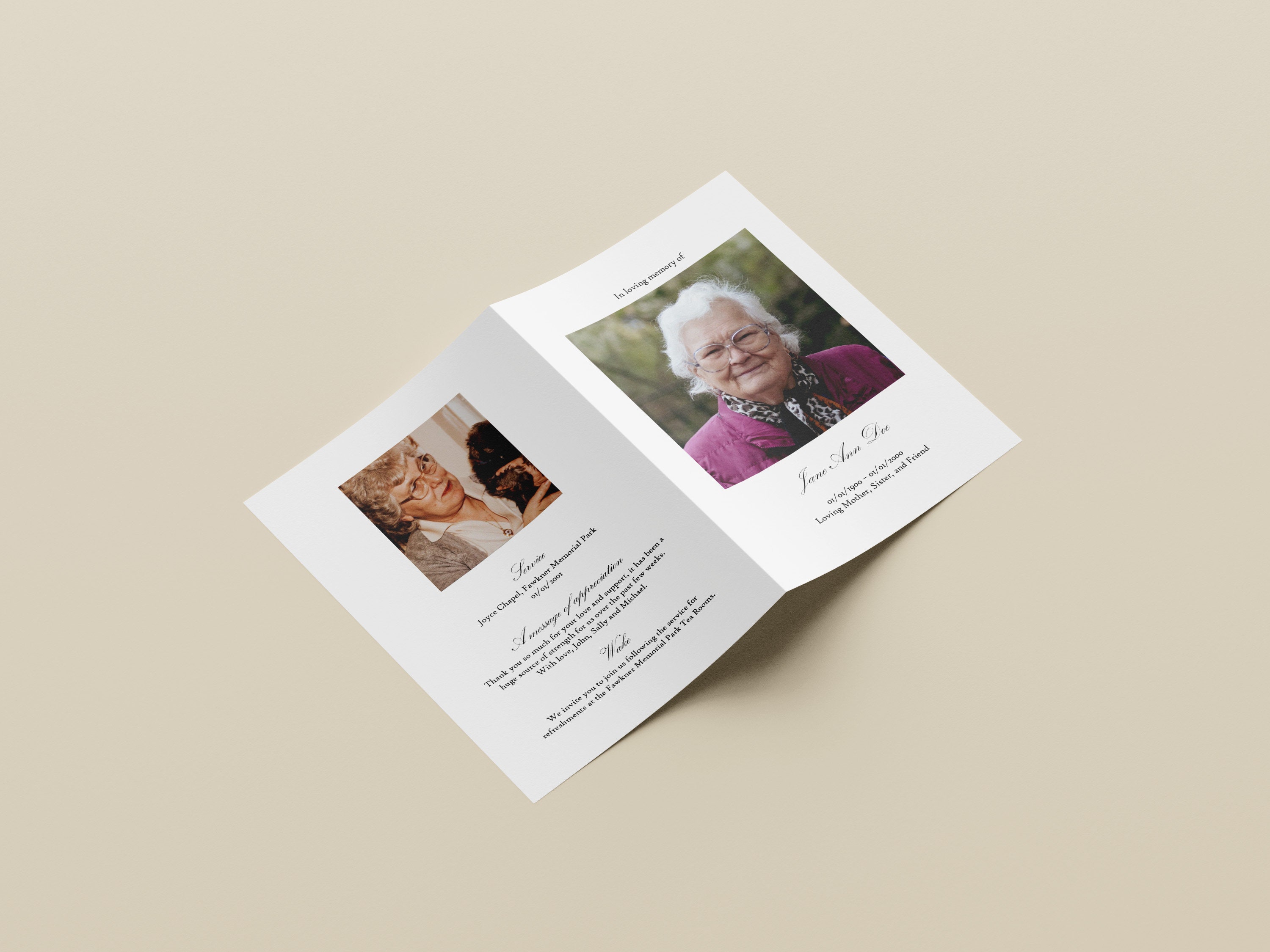 Funeral Program Microsoft Word Template – Simple DIY Printable Memorial ...