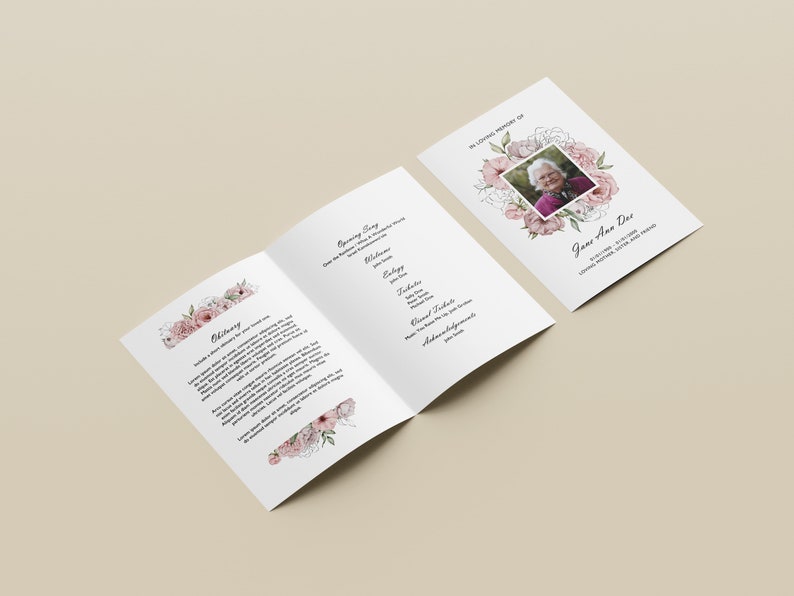 Funeral Program Microsoft Word Template Simple DIY Printable - Etsy
