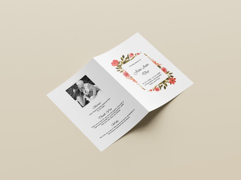 Funeral Program Microsoft Word Template Simple DIY Printable Memorial ...