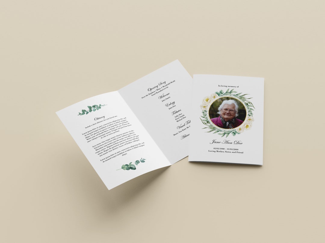 Funeral Program Microsoft Word Template Simple DIY Printable Memorial ...