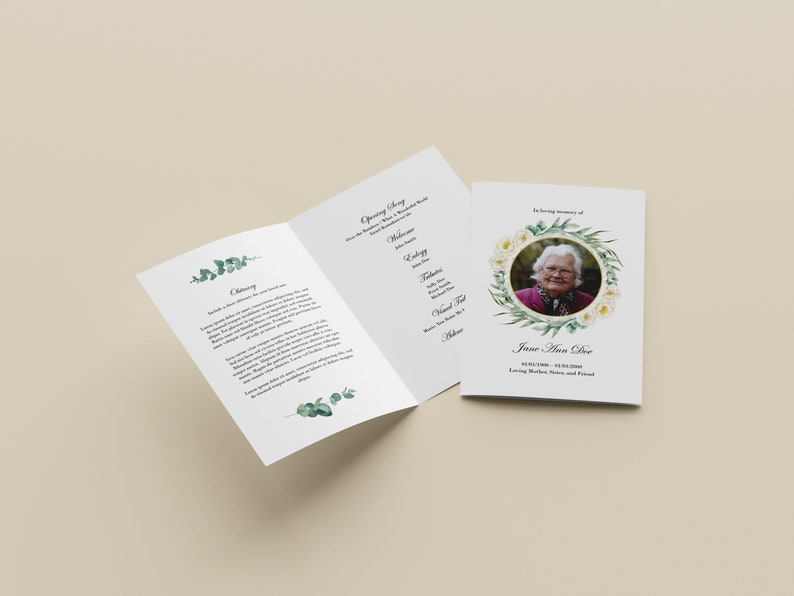Funeral Program Microsoft Word Template – Simple DIY Printable Memorial ...