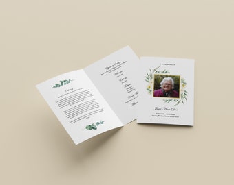 Funeral Program Microsoft Word Template – Simple DIY Printable Memorial ...