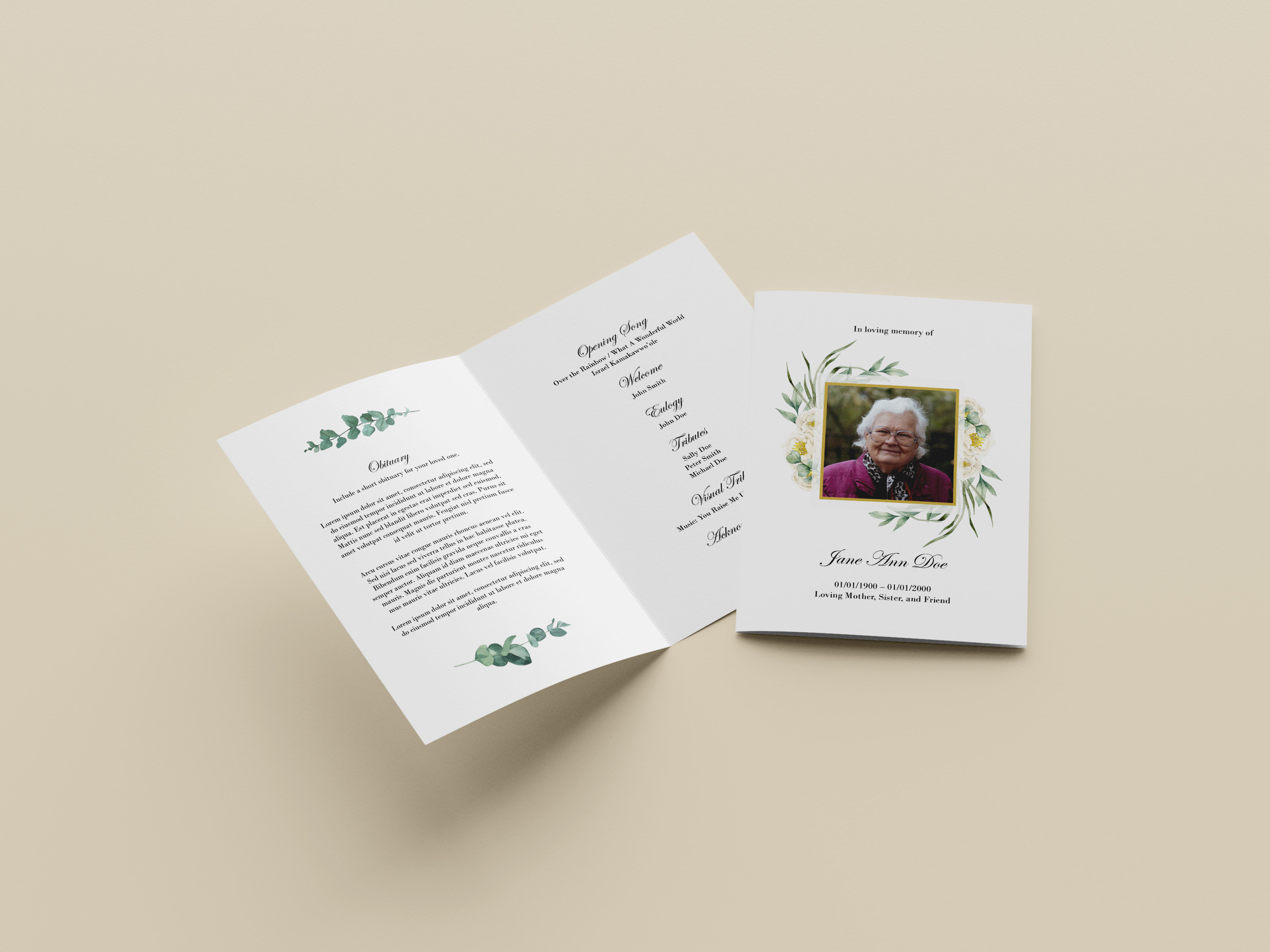 Funeral Program Microsoft Word Template – Simple DIY Printable Memorial ...