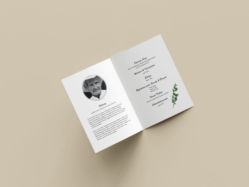 Funeral Program Microsoft Word Template – Simple DIY Printable Memorial ...
