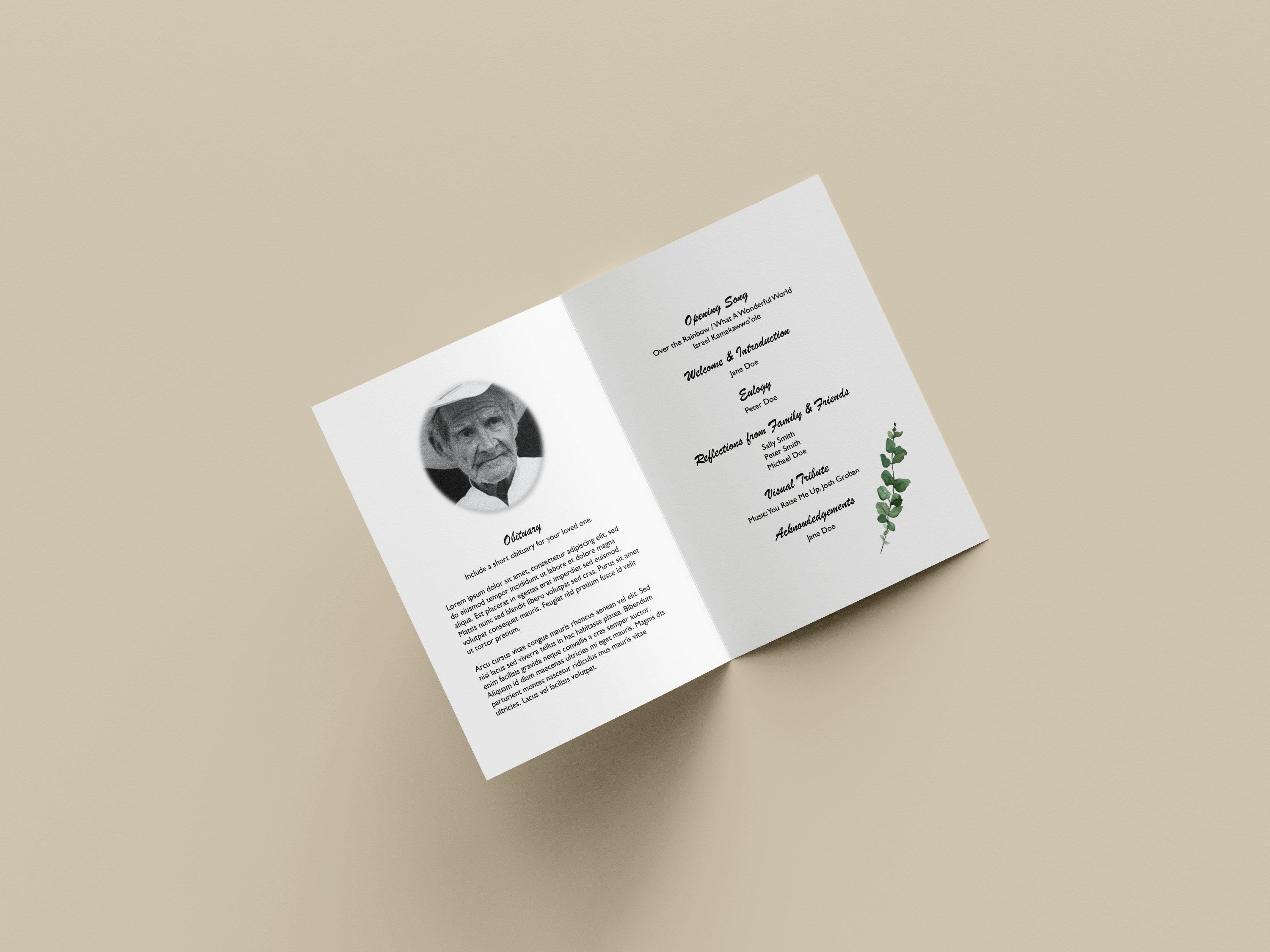 Funeral Program Microsoft Word Template – Simple DIY Printable Memorial ...