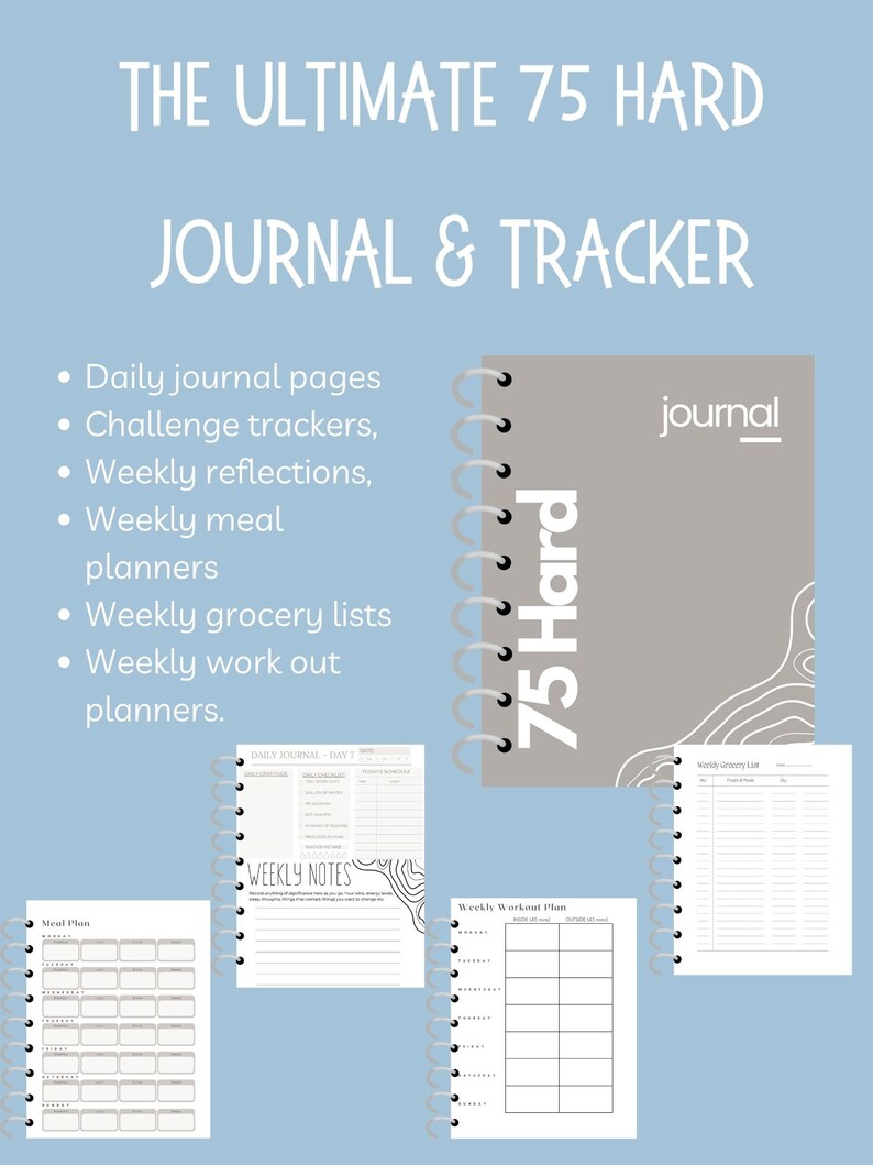 Ultimate 75 Hard Challenge Journal and Tracker - Etsy