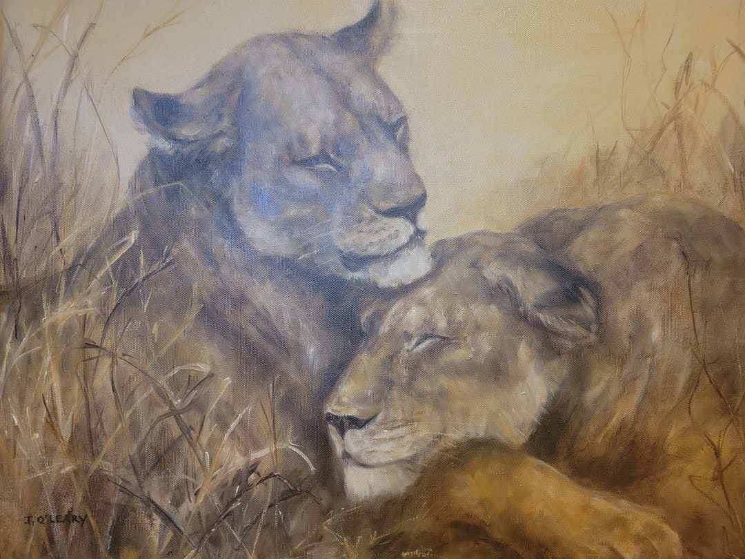 Sleeping Lions Painting by Janet O'leary 1974 - Etsy