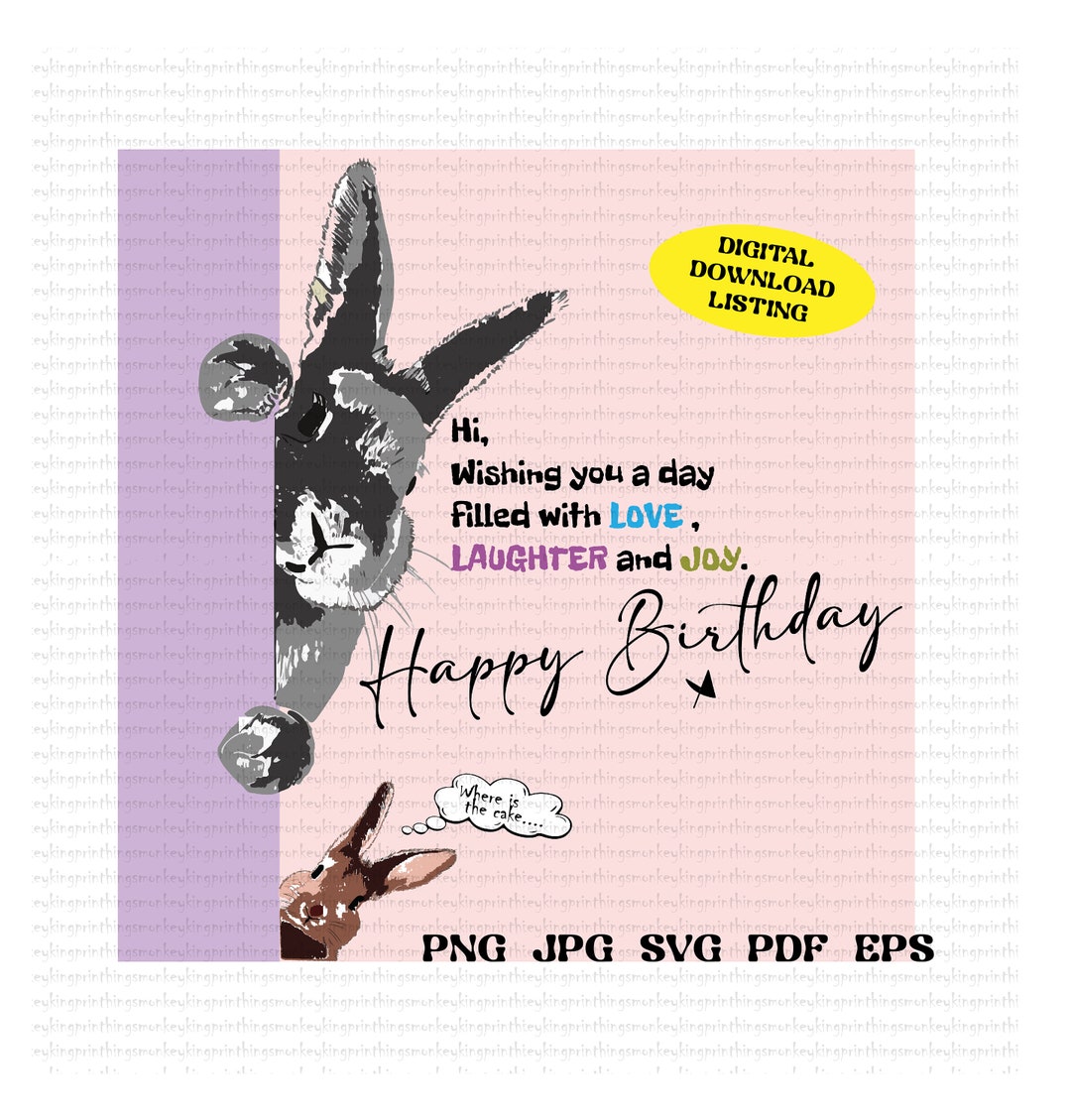 Cute Rabbit Birthday Card Printable, Pink Greetings Quotes With Bunny ...