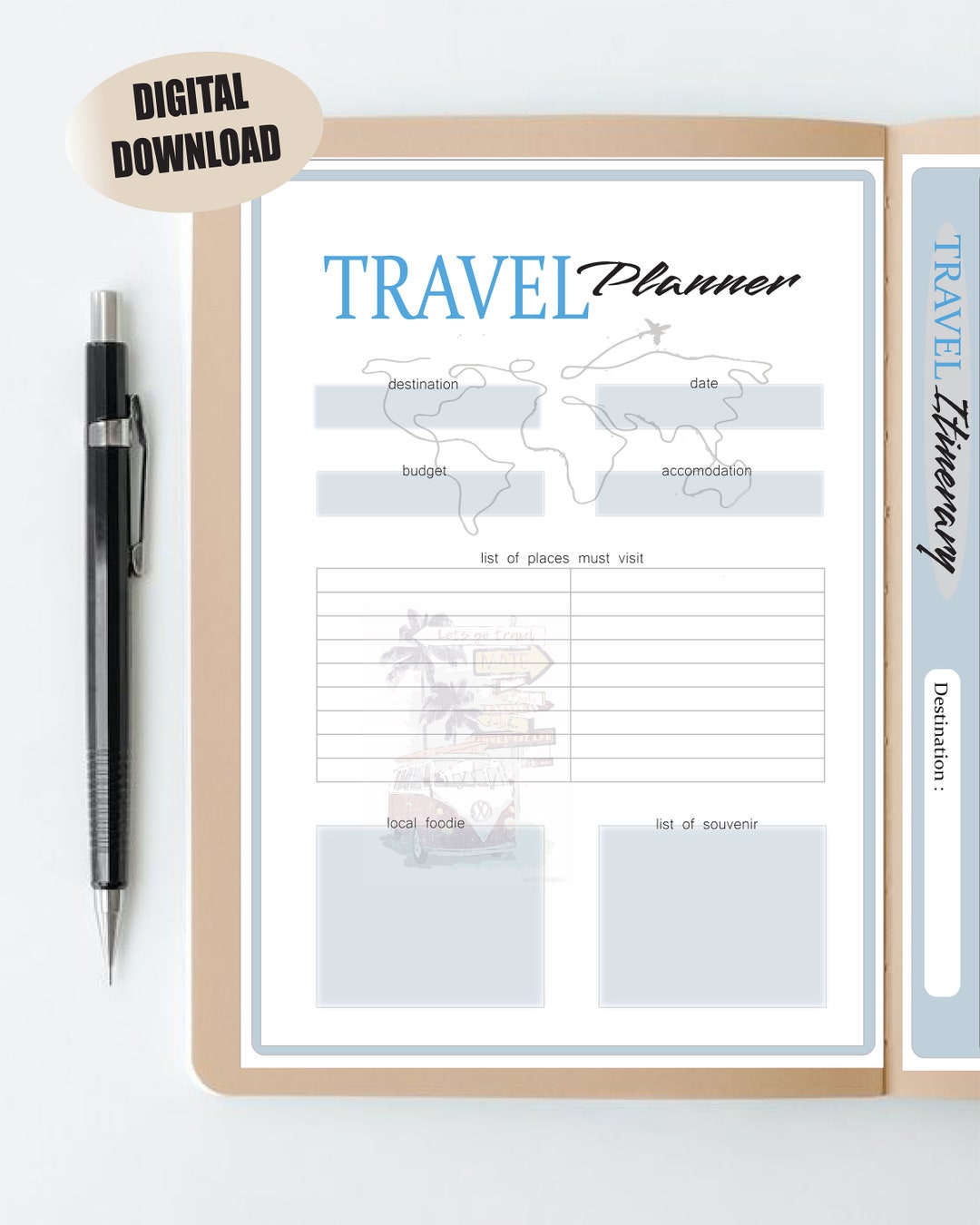 PRINTABLE Travel Planner Template, Itinerary Plan for Holiday Trip ...