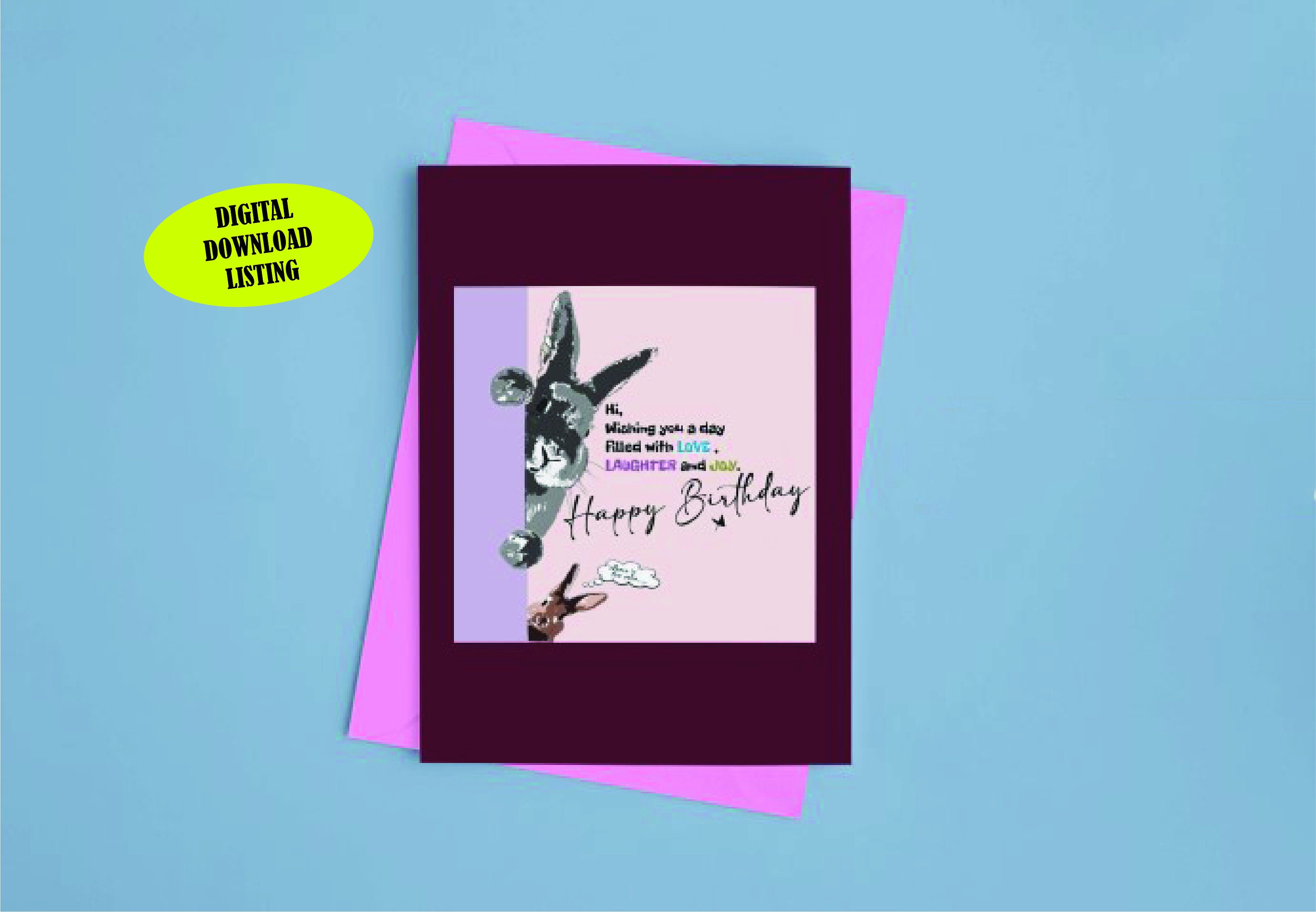 Cute Rabbit Birthday Card Printable, Pink Greetings Quotes With Bunny ...