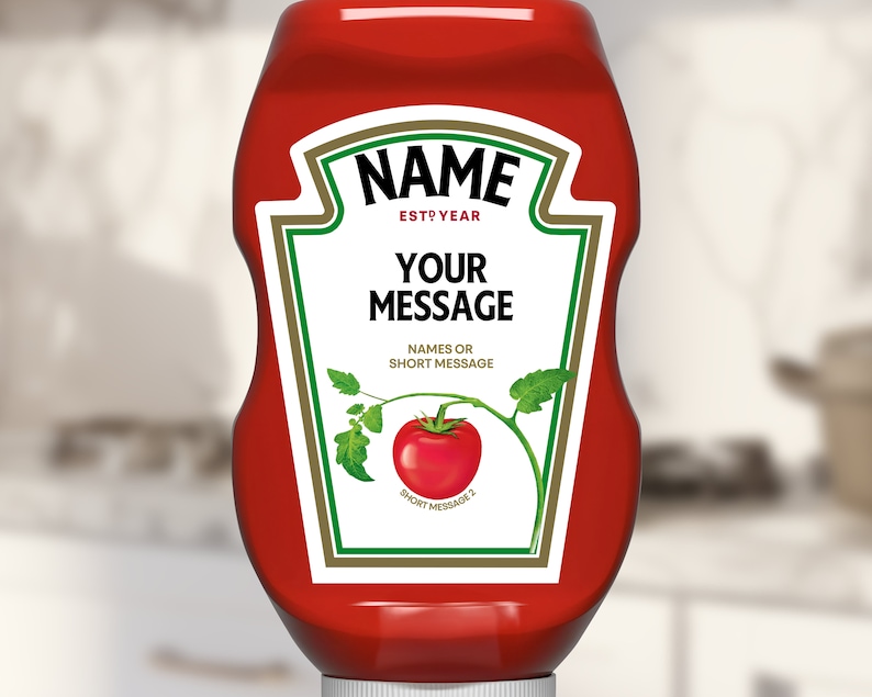 Digital Download Personalised Tomato Ketchup Label Sticker, Birthday ...