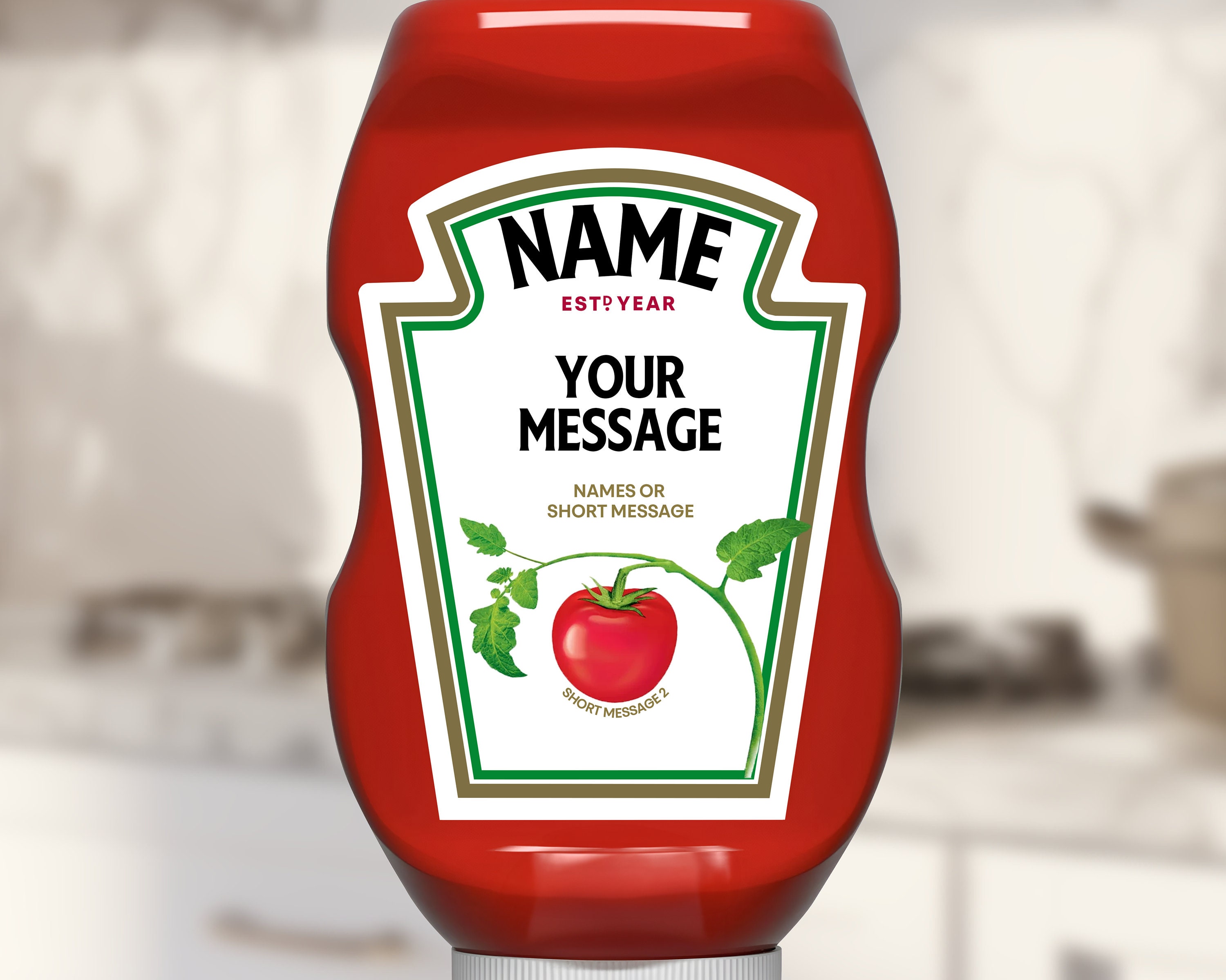 Digital Download Personalised Tomato Ketchup Label Sticker, Birthday ...