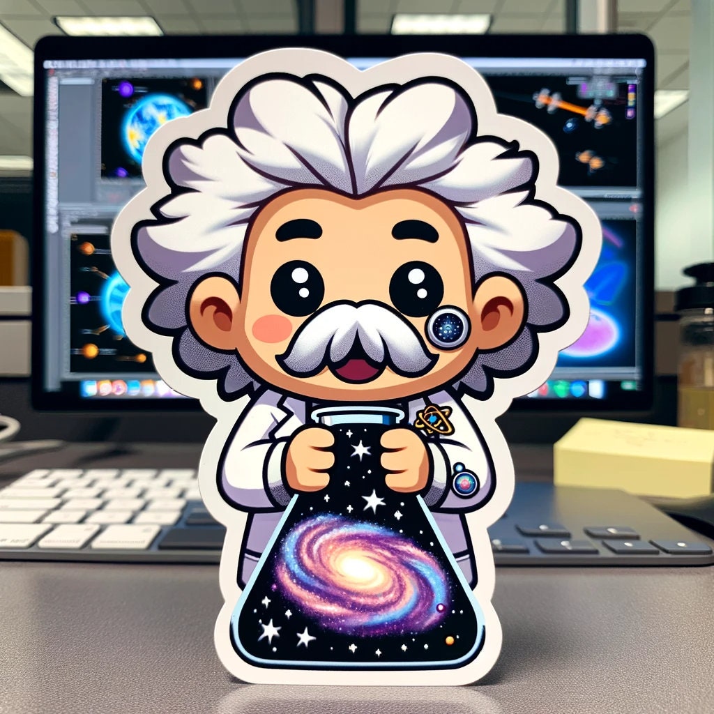 Einstein Stickers Sheet, Science Stickers, Science Decals, Cute ...