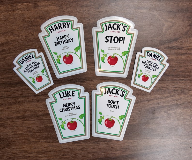 Digital Download Personalised Tomato Ketchup Label Sticker, Birthday ...