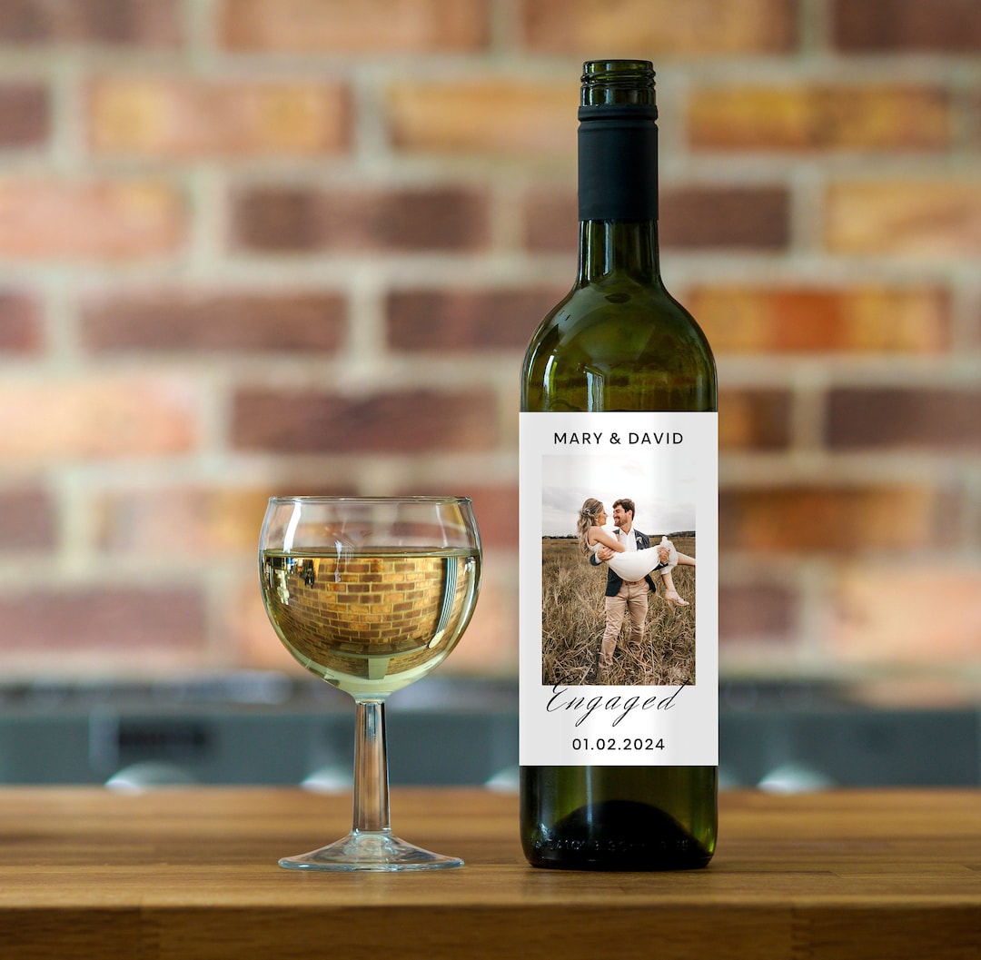Custom Photo Wine Label,personalized Engagement Wine Label,engagement ...