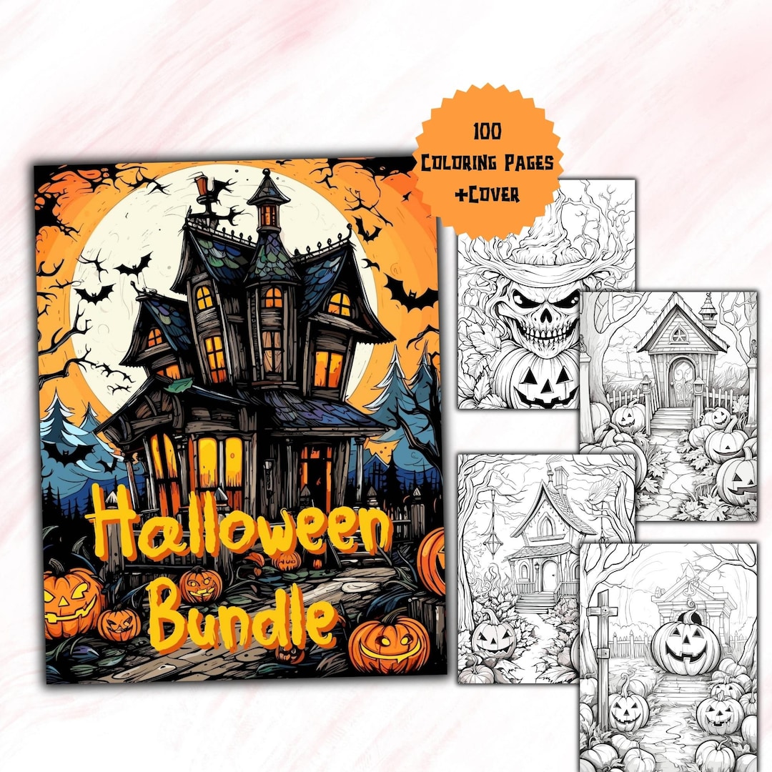 Haunted Halloween Coloring Book: 100 Pages of Creepy - Etsy