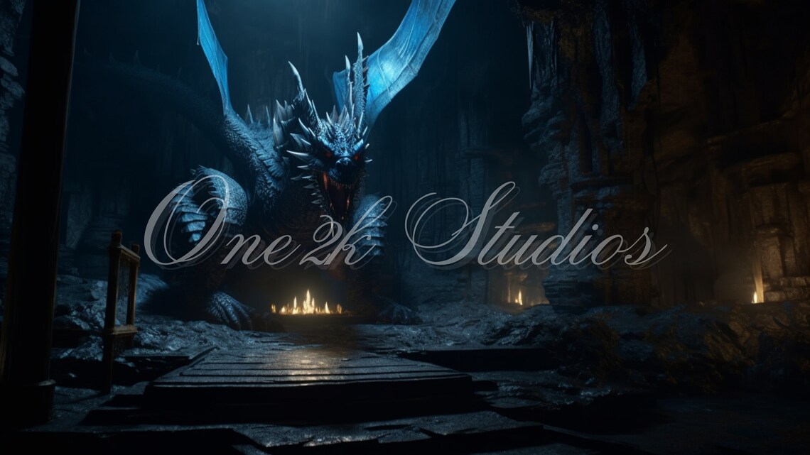 Dragon's Lair Digital Backdrop, Fantasy Cosplay Backgrounds, Blue ...