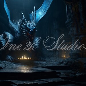 Dragon's Lair Digital Backdrop, Fantasy Cosplay Backgrounds, Blue ...