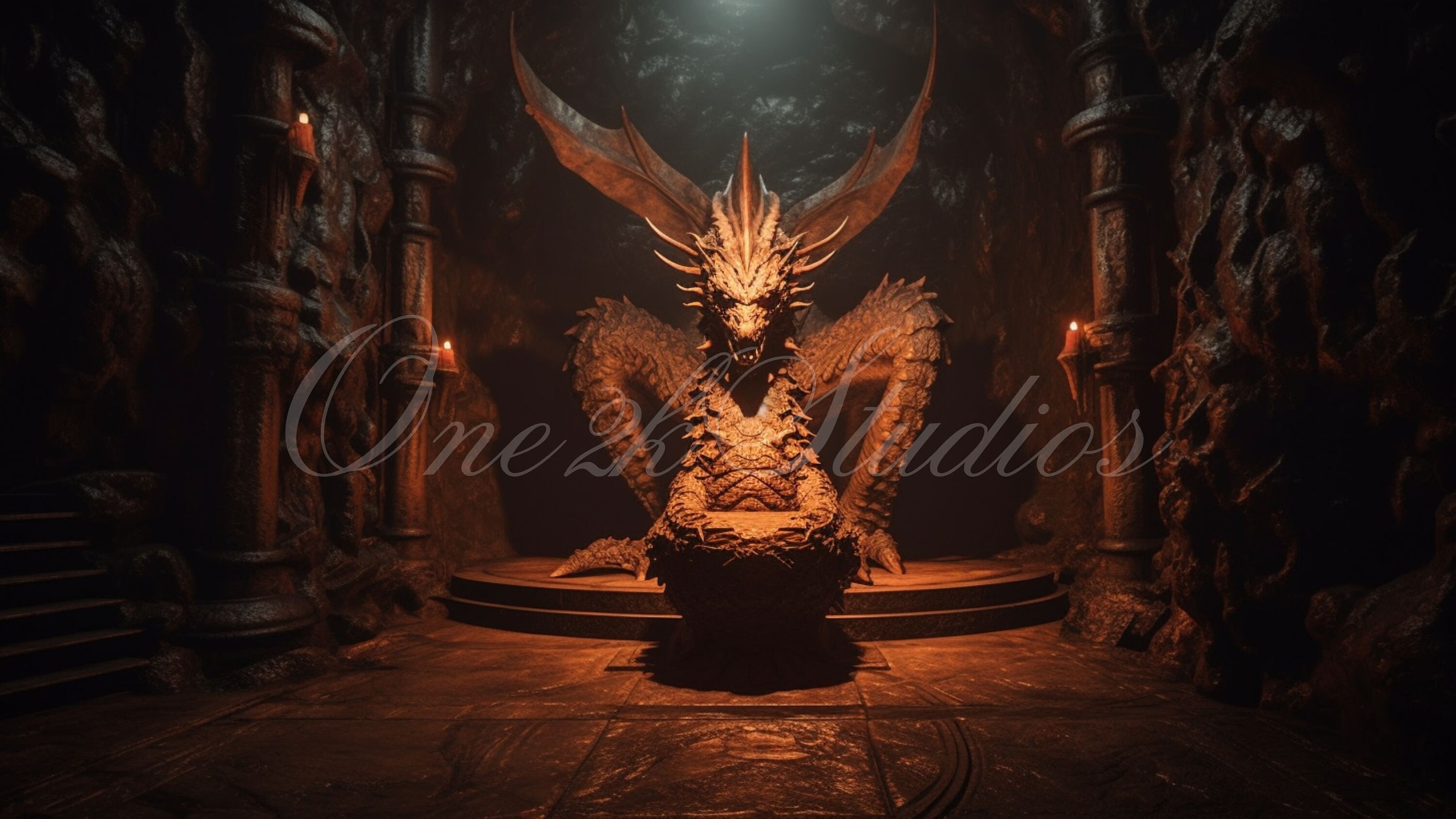 Dragon's Lair Digital Backdrop, Fantasy Cosplay Backgrounds, Medieval ...