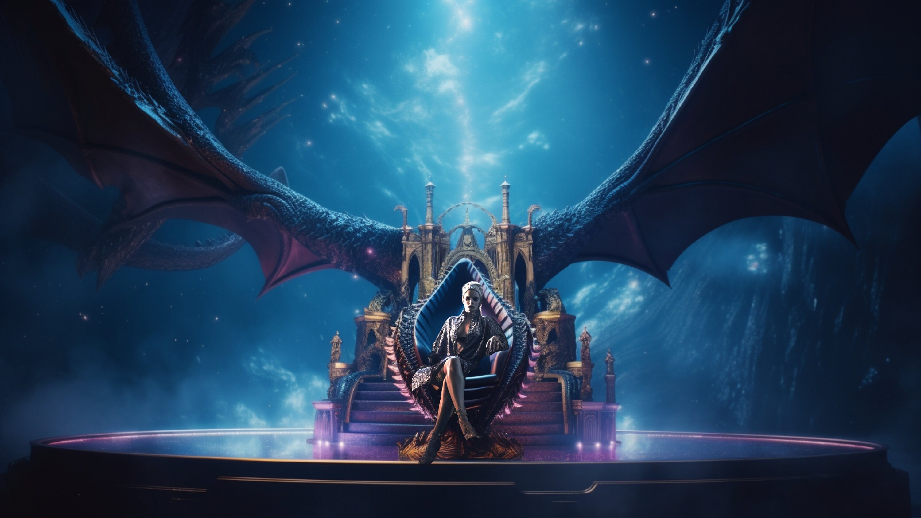 Dragon Wing Throne Digital Backdrop, Medieval Fantasy Throne Room ...
