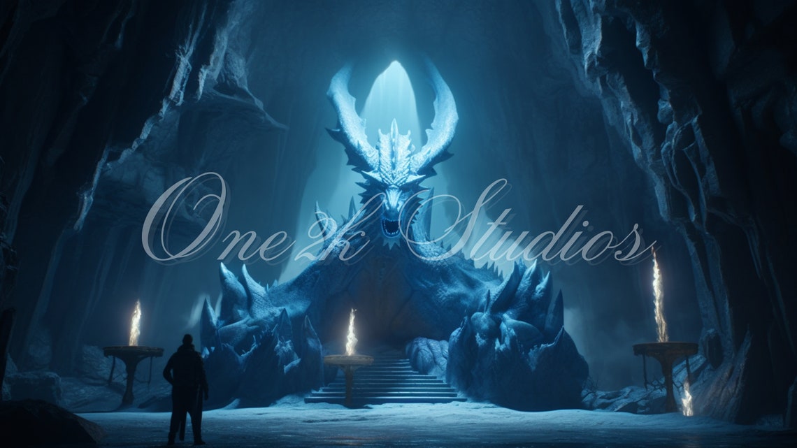 Dragon's Lair Digital Backdrop, Fantasy Cosplay Backgrounds, Blue ...