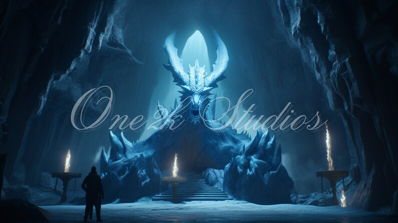 Dragon's Lair Digital Backdrop, Fantasy Cosplay Backgrounds, Blue ...