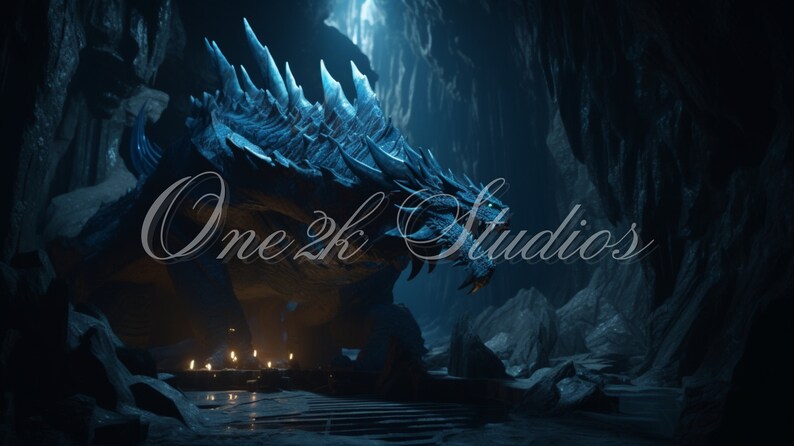 Dragon's Lair Digital Backdrop, Fantasy Cosplay Backgrounds, Blue ...