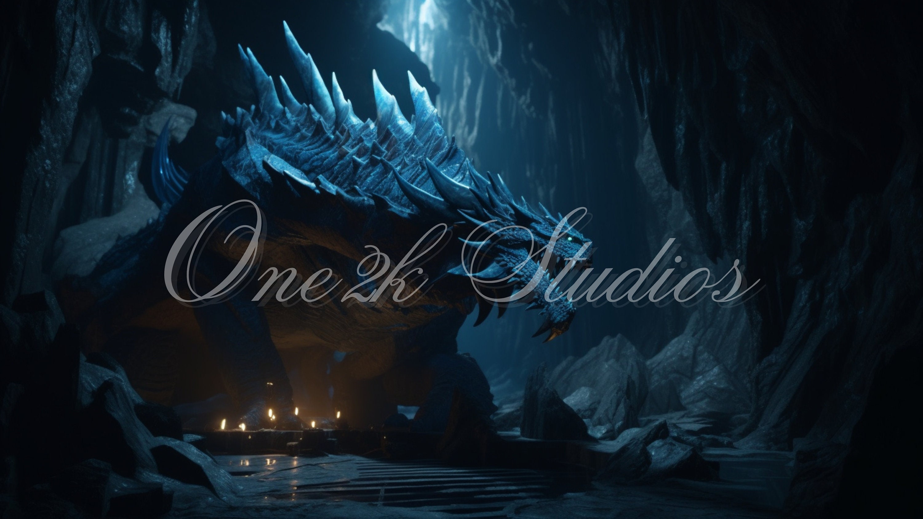 Dragon's Lair Digital Backdrop, Fantasy Cosplay Backgrounds, Blue ...