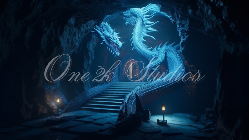 Dragon's Lair Digital Backdrop, Fantasy Cosplay Backgrounds, Blue ...