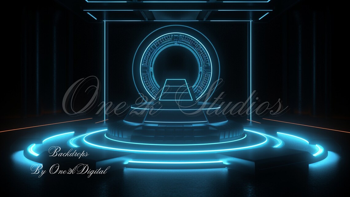 Tron Digital Backdrop, Tron Throne, Neon Throne Digital Backdrop ...