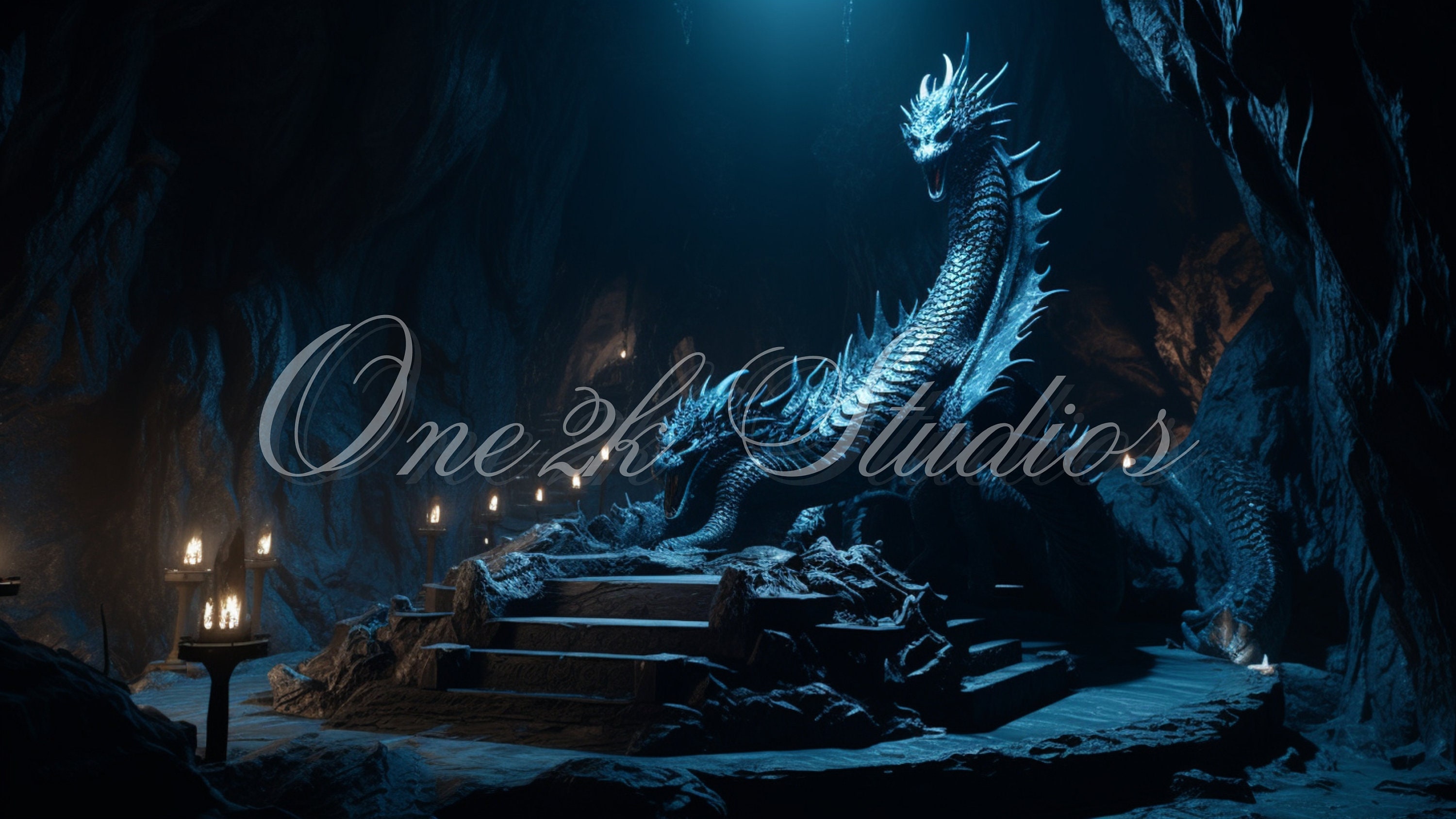 Dragon's Lair Digital Backdrop, Fantasy Cosplay Backgrounds, Blue ...