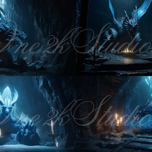 Dragon's Lair Digital Backdrop, Fantasy Cosplay Backgrounds, Blue ...