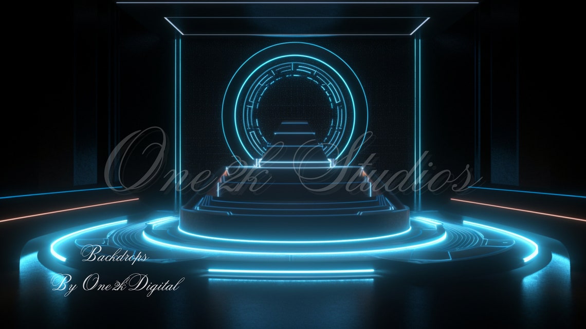 Tron Digital Backdrop, Tron Throne, Neon Throne Digital Backdrop ...