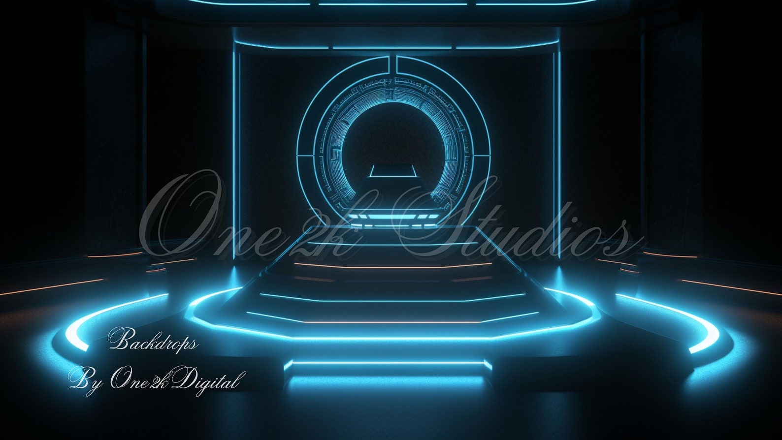 Tron Digital Backdrop, Tron Throne, Neon Throne Digital Backdrop ...