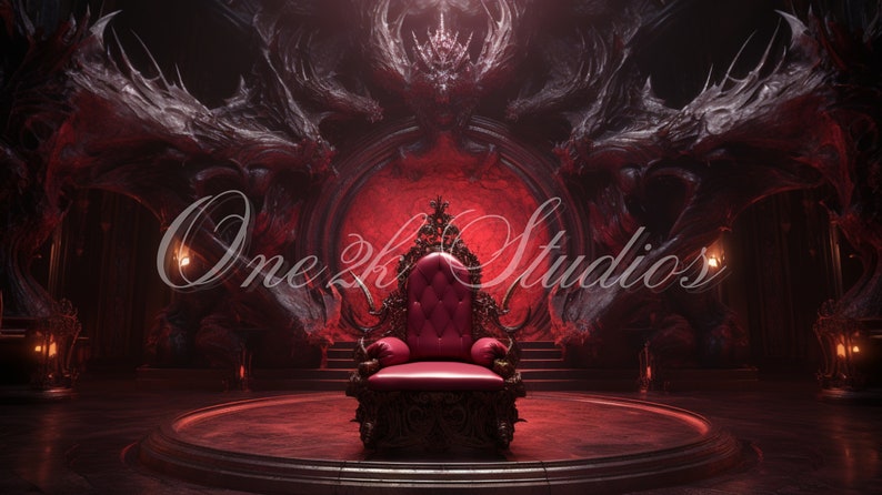 Dragon's Lair Digital Backdrop, Medieval Fantasy Throne Room, Fantasy ...