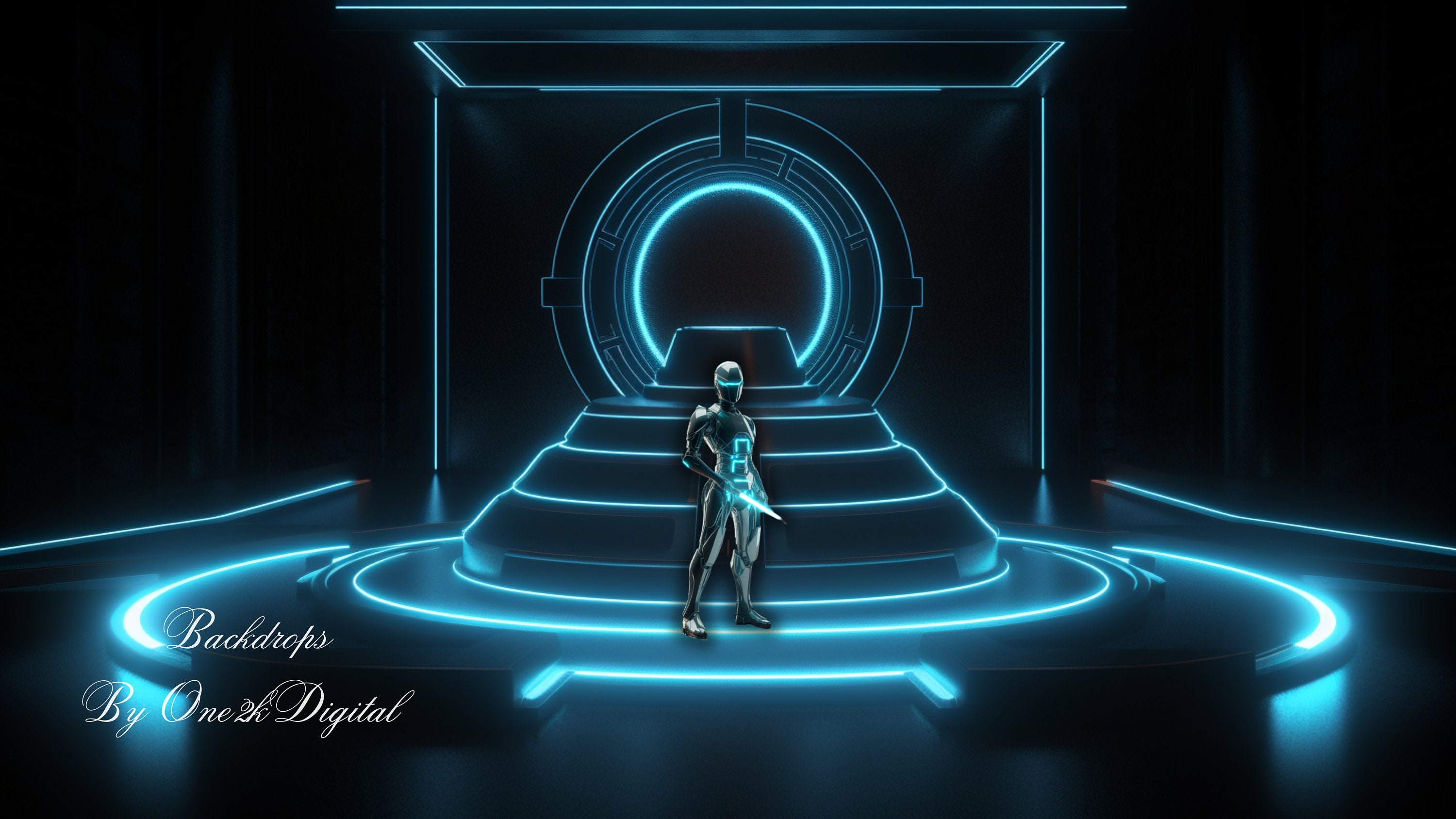 Tron Digital Backdrop, Tron Throne, Neon Throne Digital Backdrop ...
