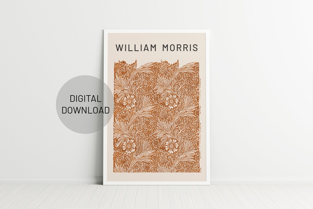 William Morris Orange Pattern Poster Orange Wall Art Nouveau - Etsy